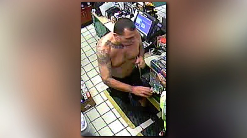 Police Capture Shirtless Gas Station Robbery Suspect